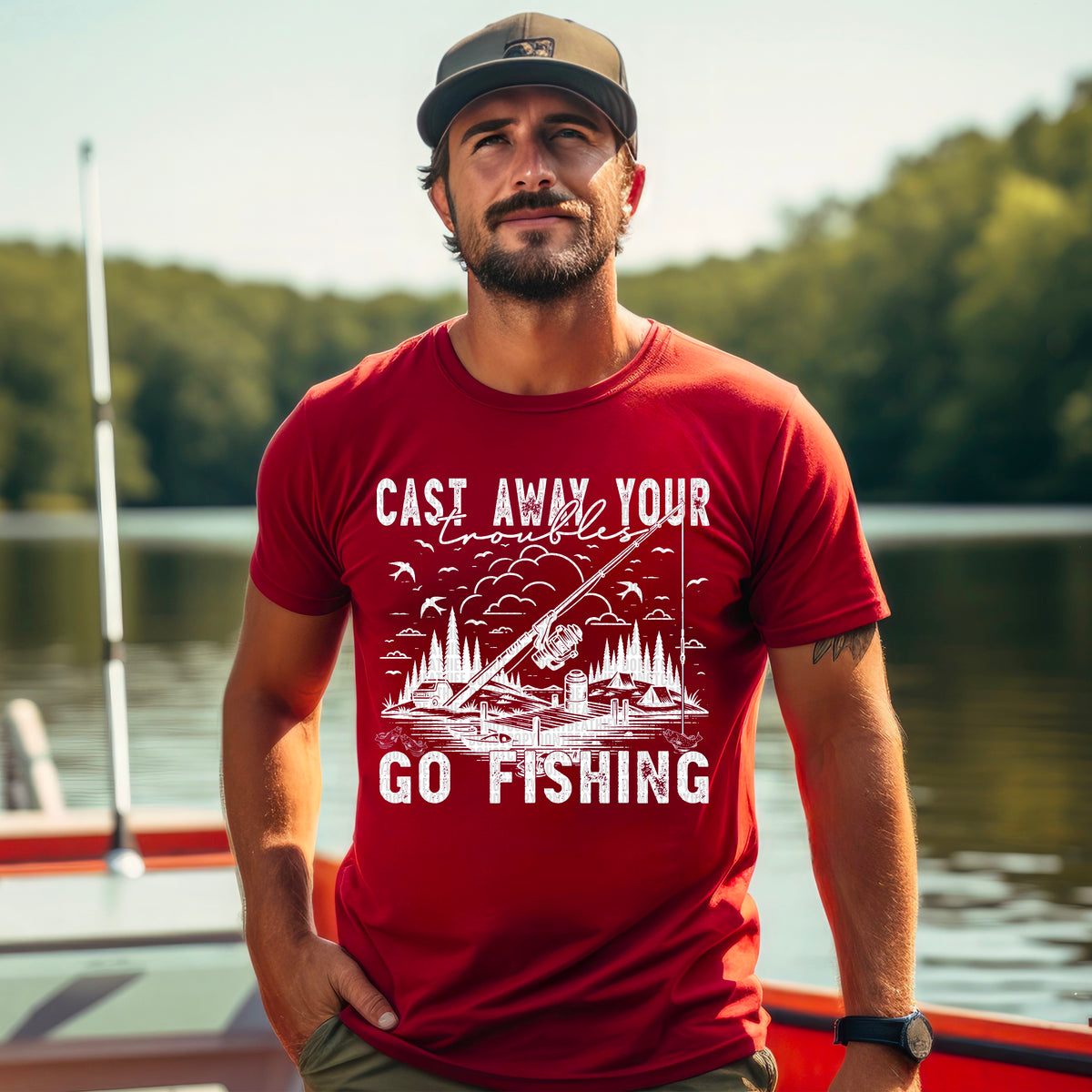 Cast Away your troubles go fishing DTF – HGdesigns.shop