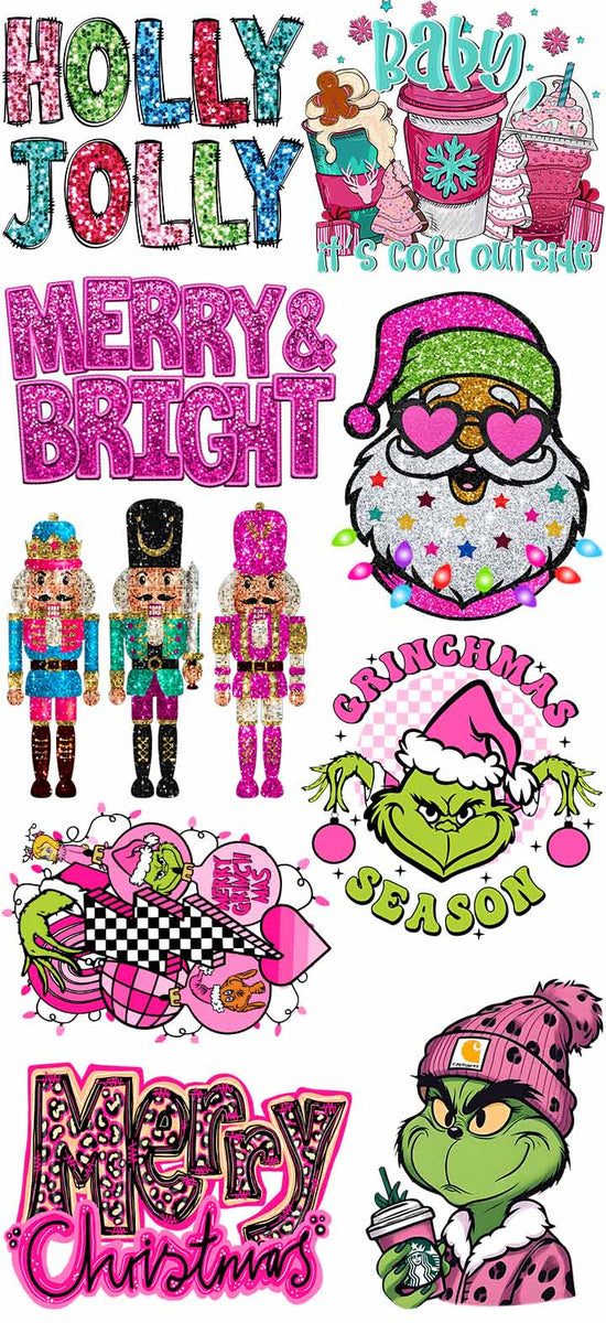 22" x 48" Pink Christmas Gang Sheet DTF – HGdesigns.shop